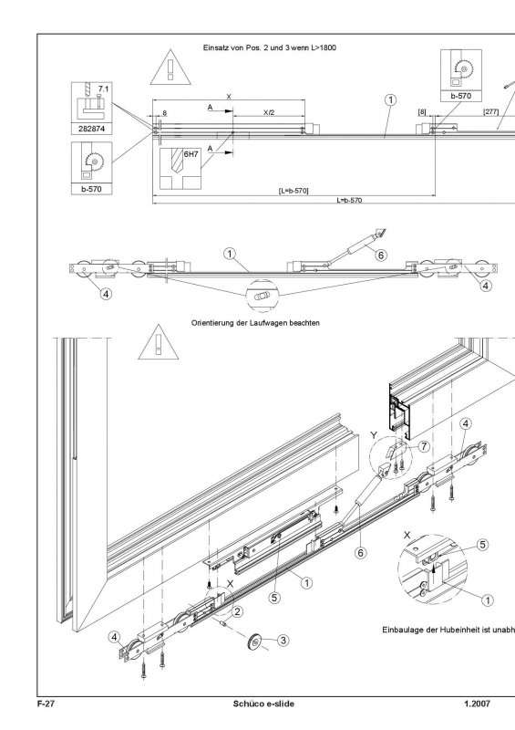 262601 Schüco E-SLIDE RS120+I PASK Brückenmotor Hubeinheit bis 250kg ...